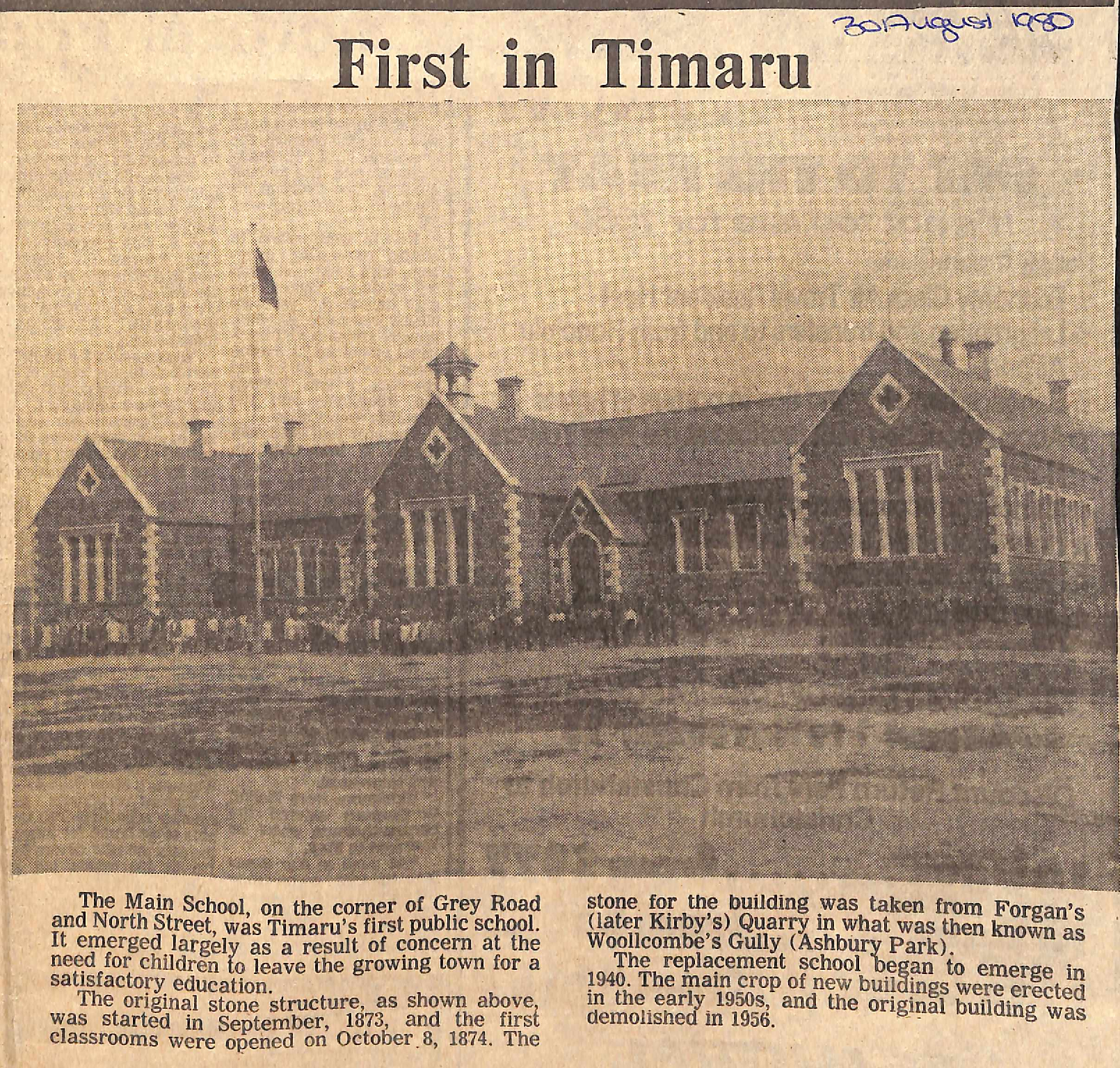 Wuhoo Timaru - Find Free Fun! - 150 years since Timaru Main School ...